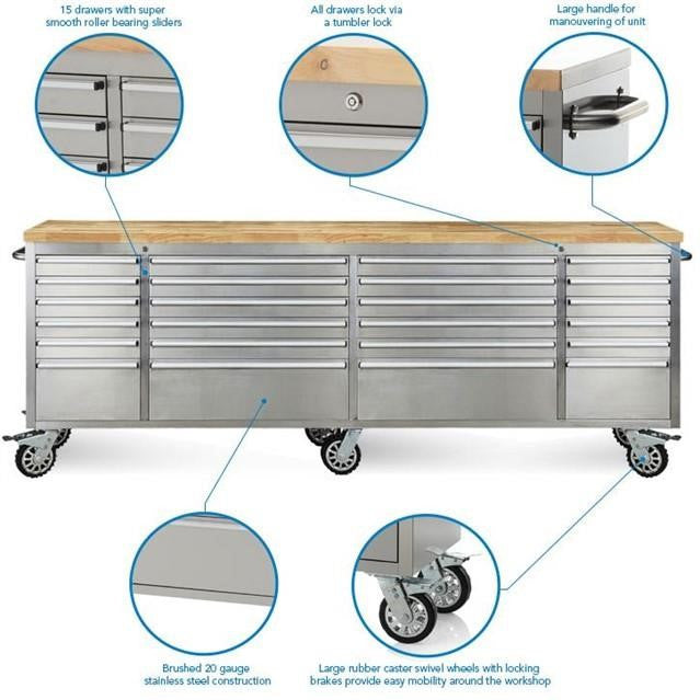 96"INCH 8FT 24 Drawer Rolling Metal Tool Chest – Muddy River Wholesale